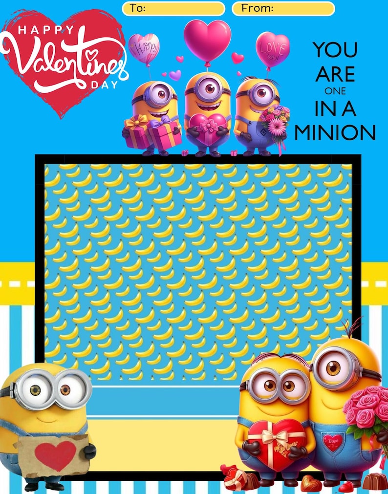 Minions Jumbo Valentine’s Day Printable Template, Digital File ...