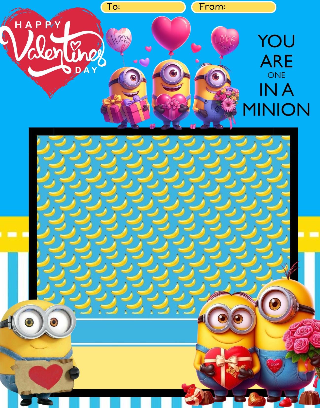 Minions Jumbo Valentine’s Day Printable Template, Digital File ...