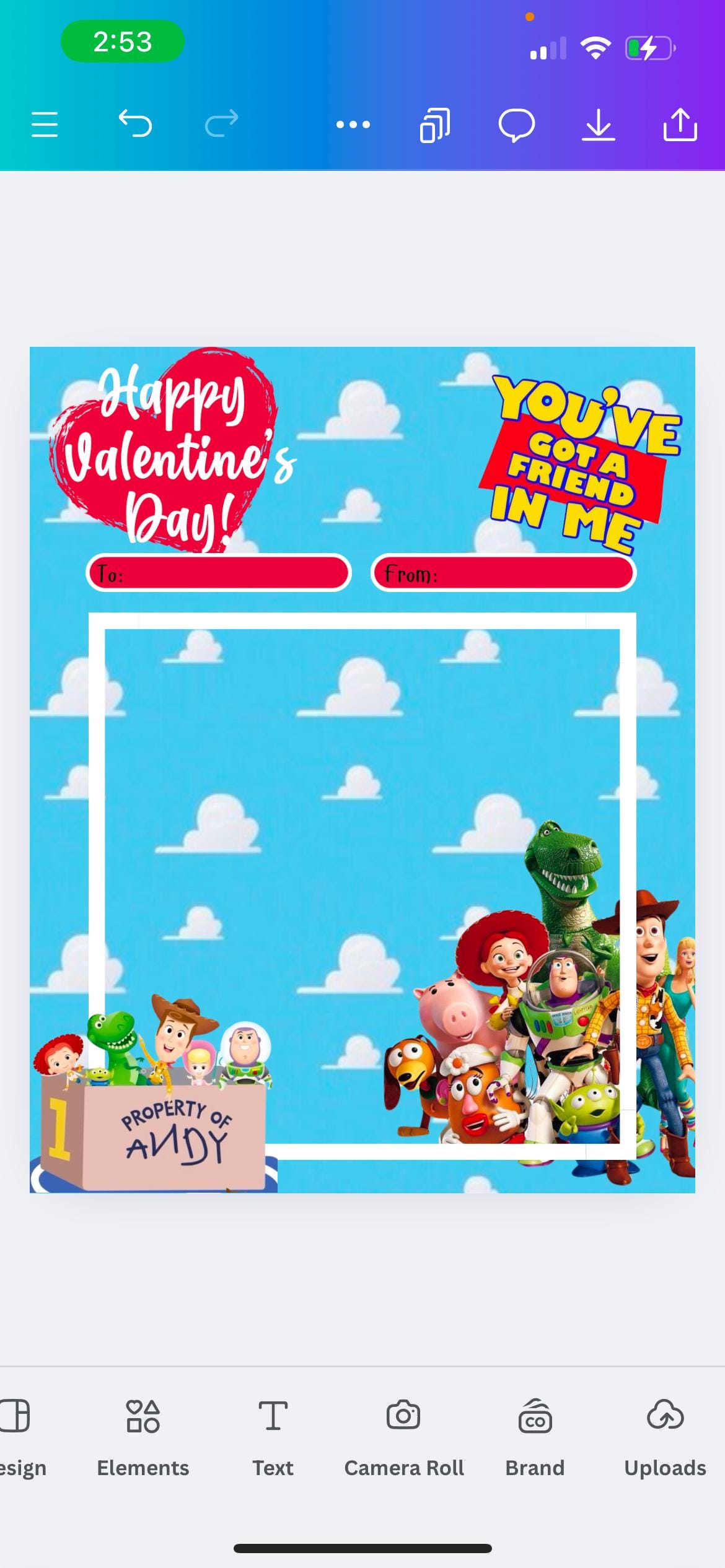Toy Story Jumbo Valentine’s Day Candy Card Template , Ready to Print ...