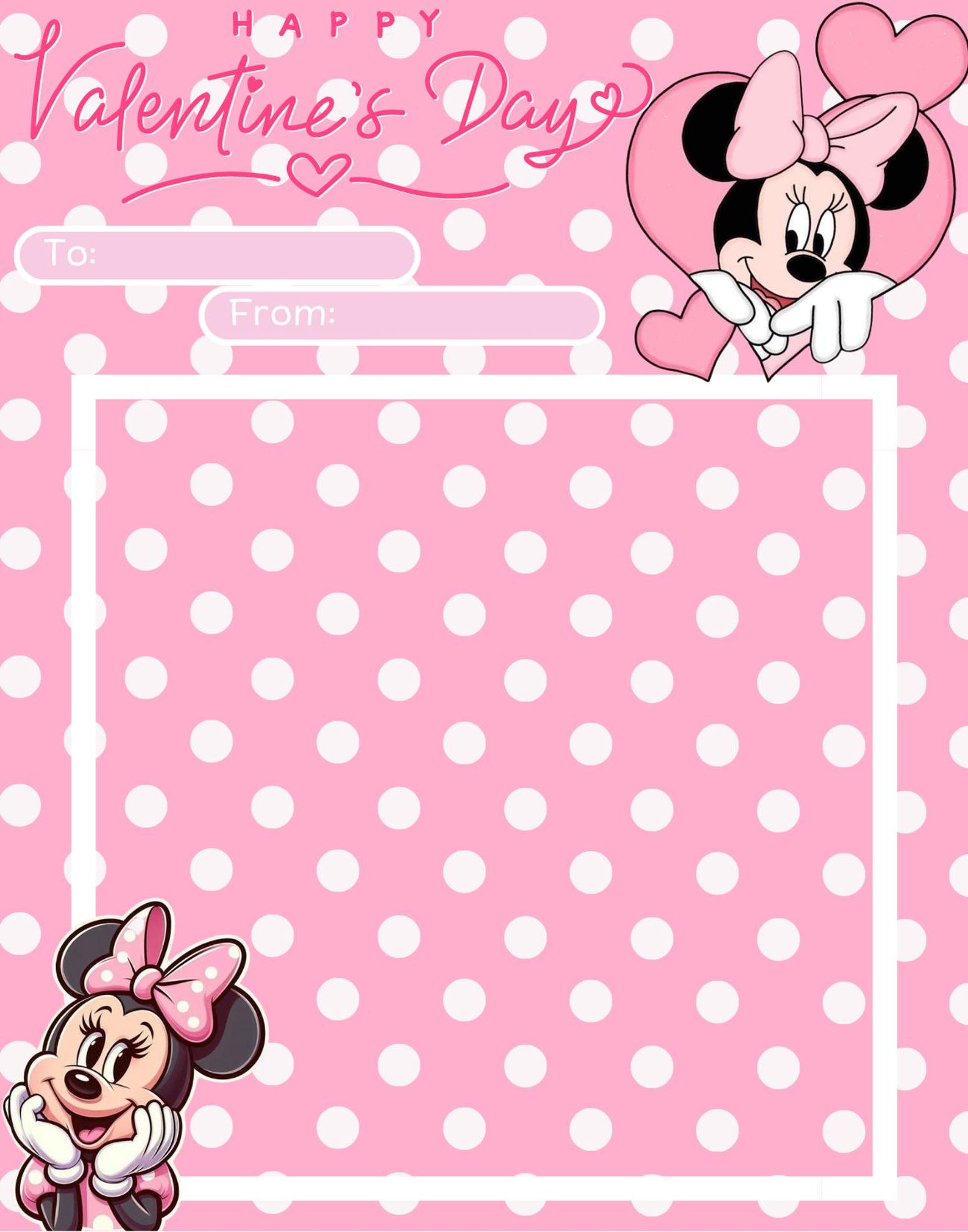 Minnie Mouse Jumbo Valentine’s Day Card Template - Etsy