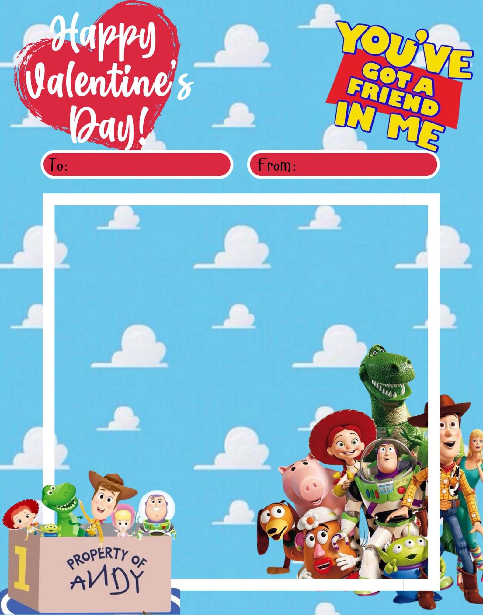 Toy Story Jumbo Valentine’s Day Candy Card Template , Ready to Print ...