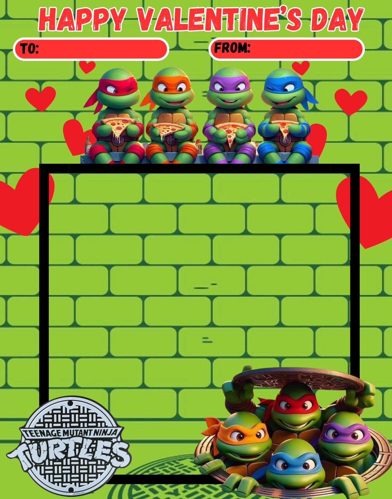 Ninja Turtles Jumbo Valentine’s Day Card Template Editable on Canva Pro ...