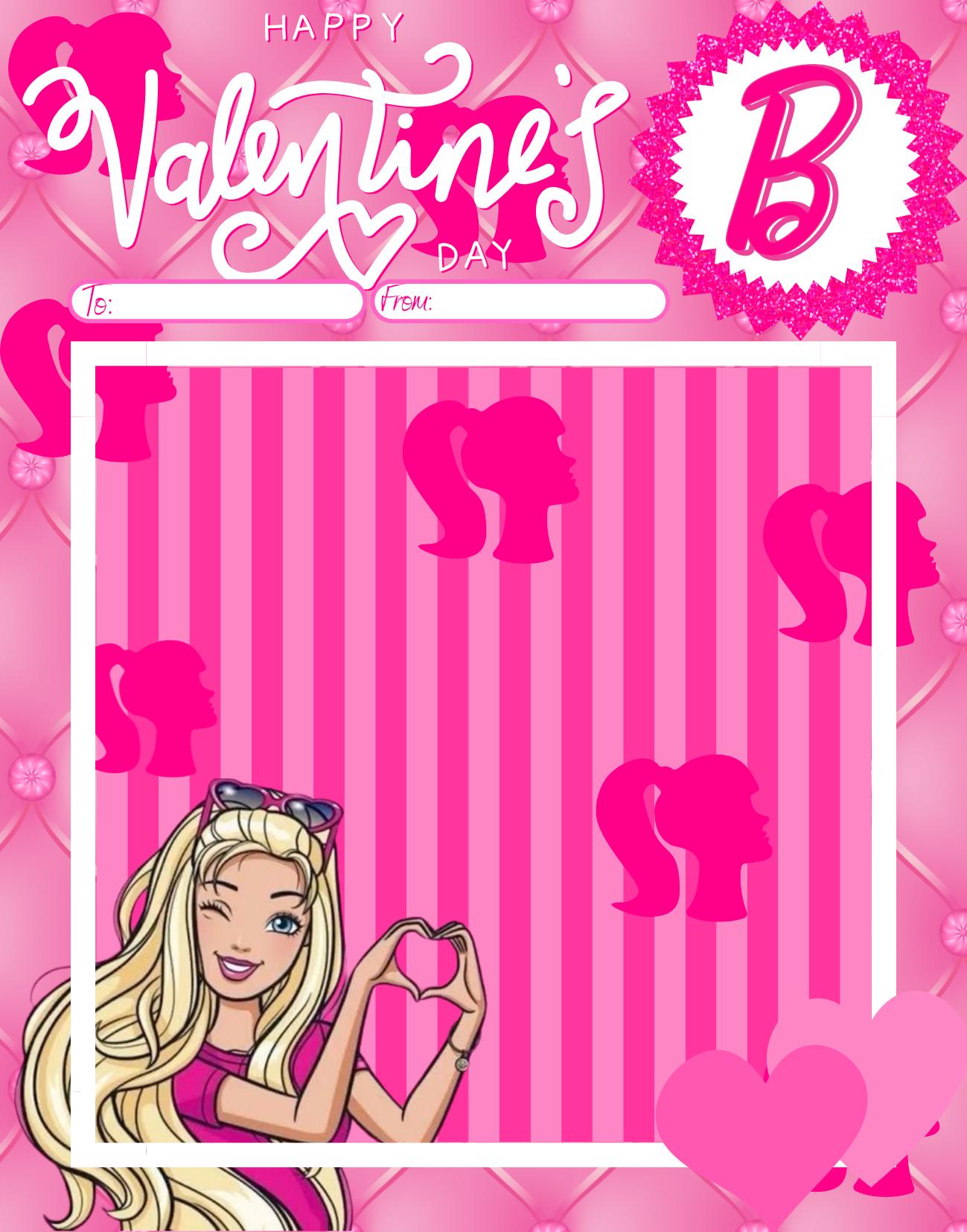 Barbie Jumbo Valentine’s Day Candy Card Template , Ready to Print ...