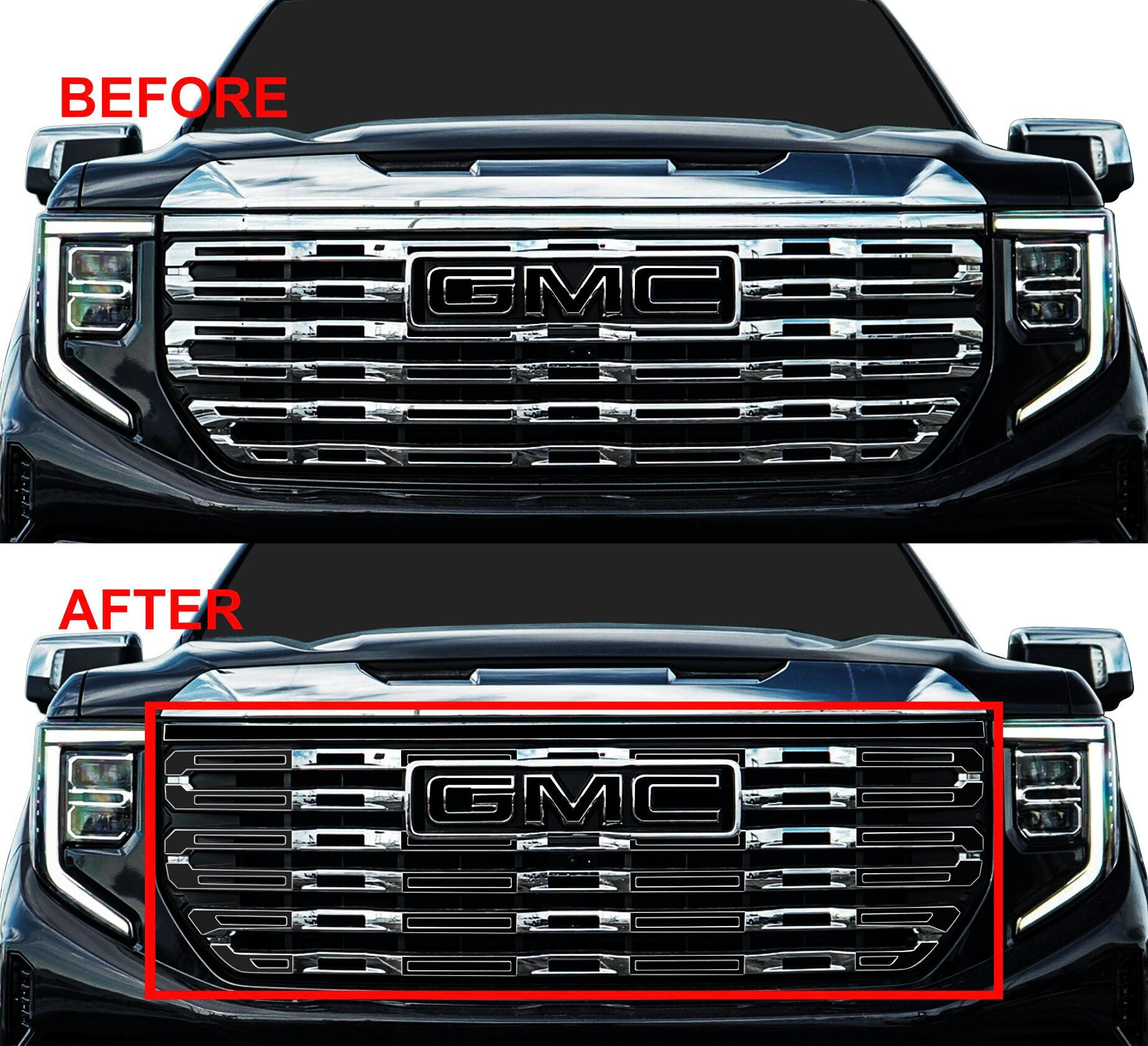 2022 2023 GMC Sierra Denali Grill 1500 DECALS/ Black OVERLAYS Ultimate ...
