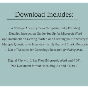Microsoft Word Ancestry Book Bundle, Editable Template, Genealogy ...