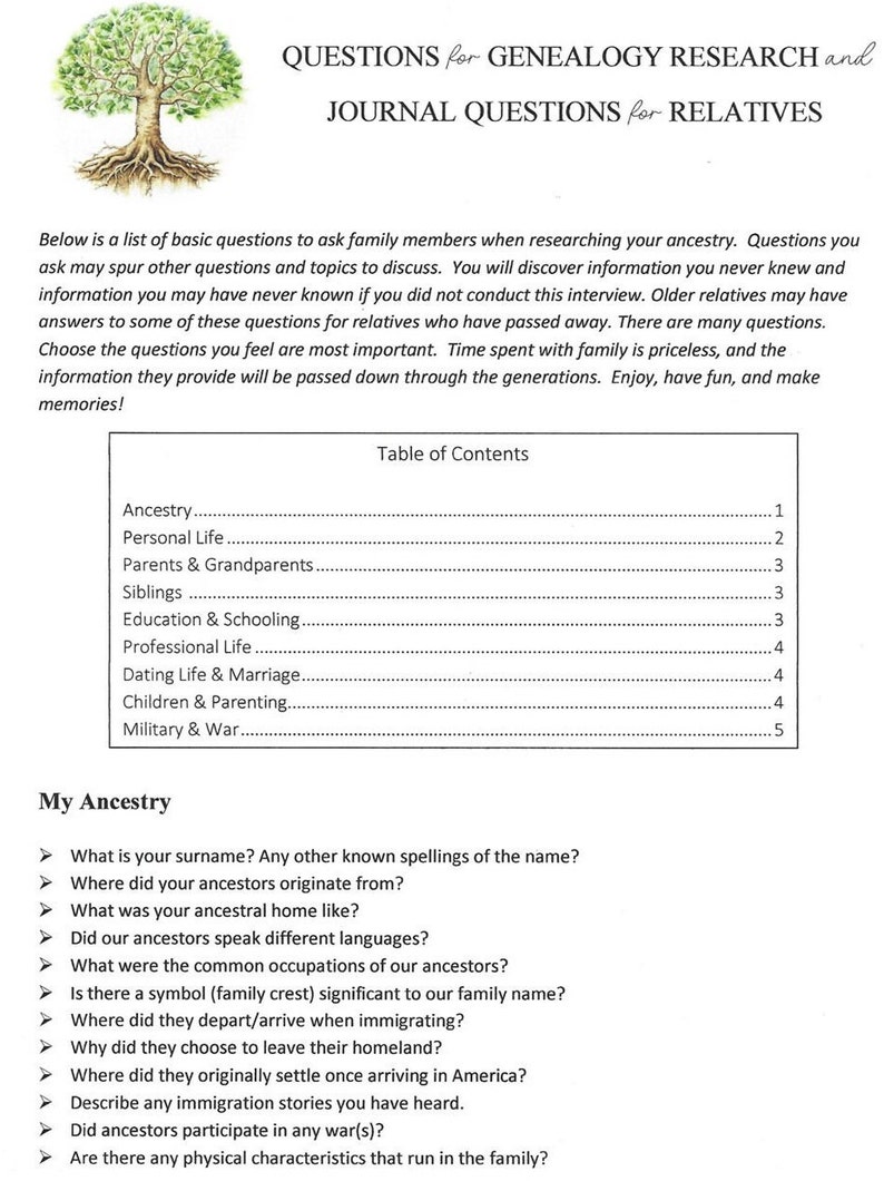 Ancestry Interview Questions | Family History Interview Questions ...