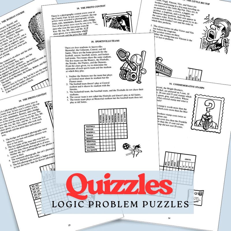 Printable Logic Puzzles - Etsy