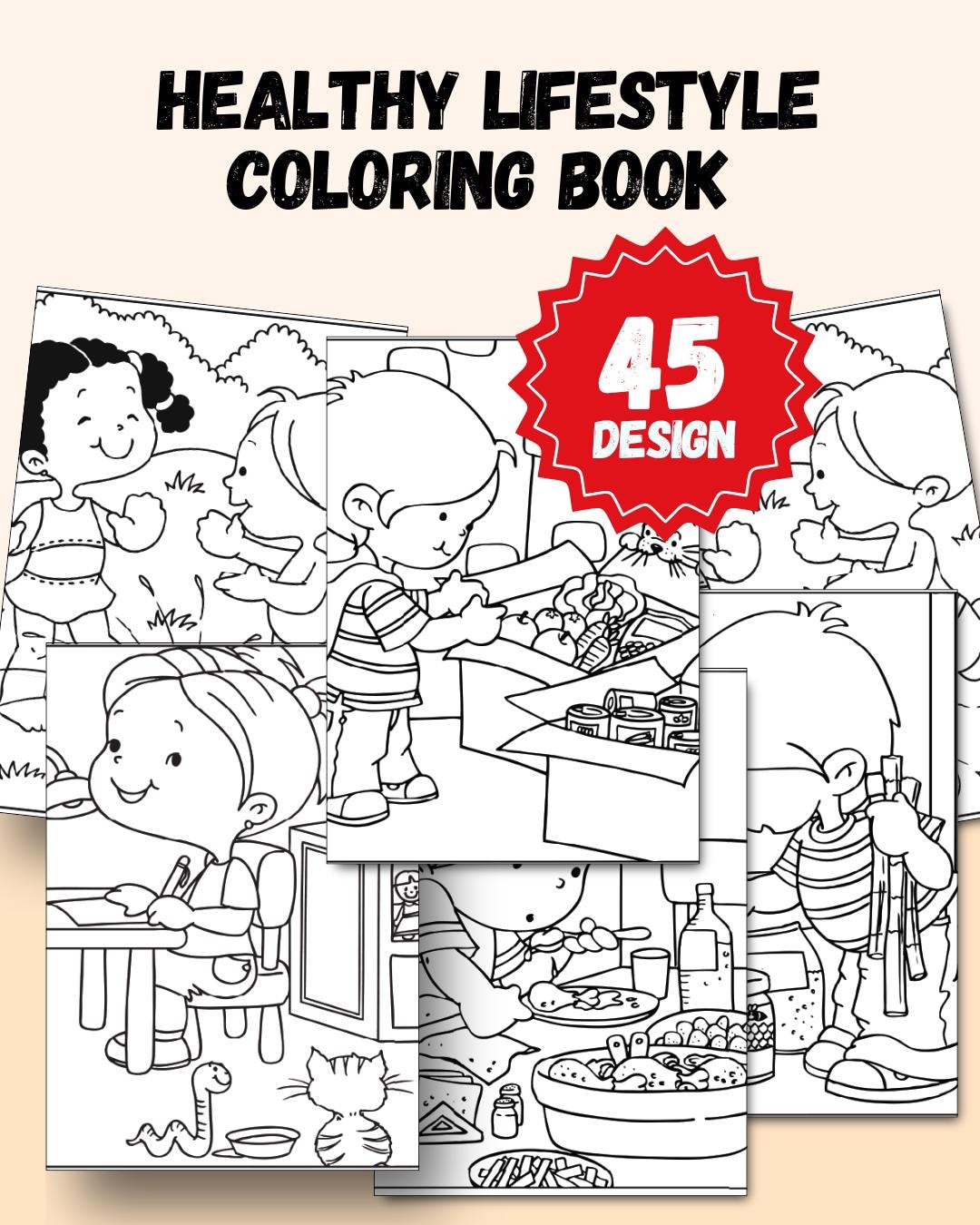 Healthy Lifestyle Coloring Book: Fun Wellness Pages for Kids (digital ...