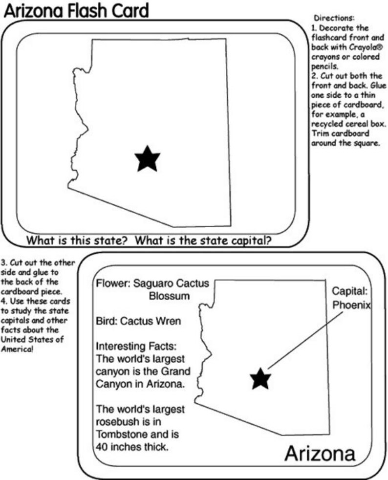 Printable US States Flash Cards | Learn 50 States & Capitals ...