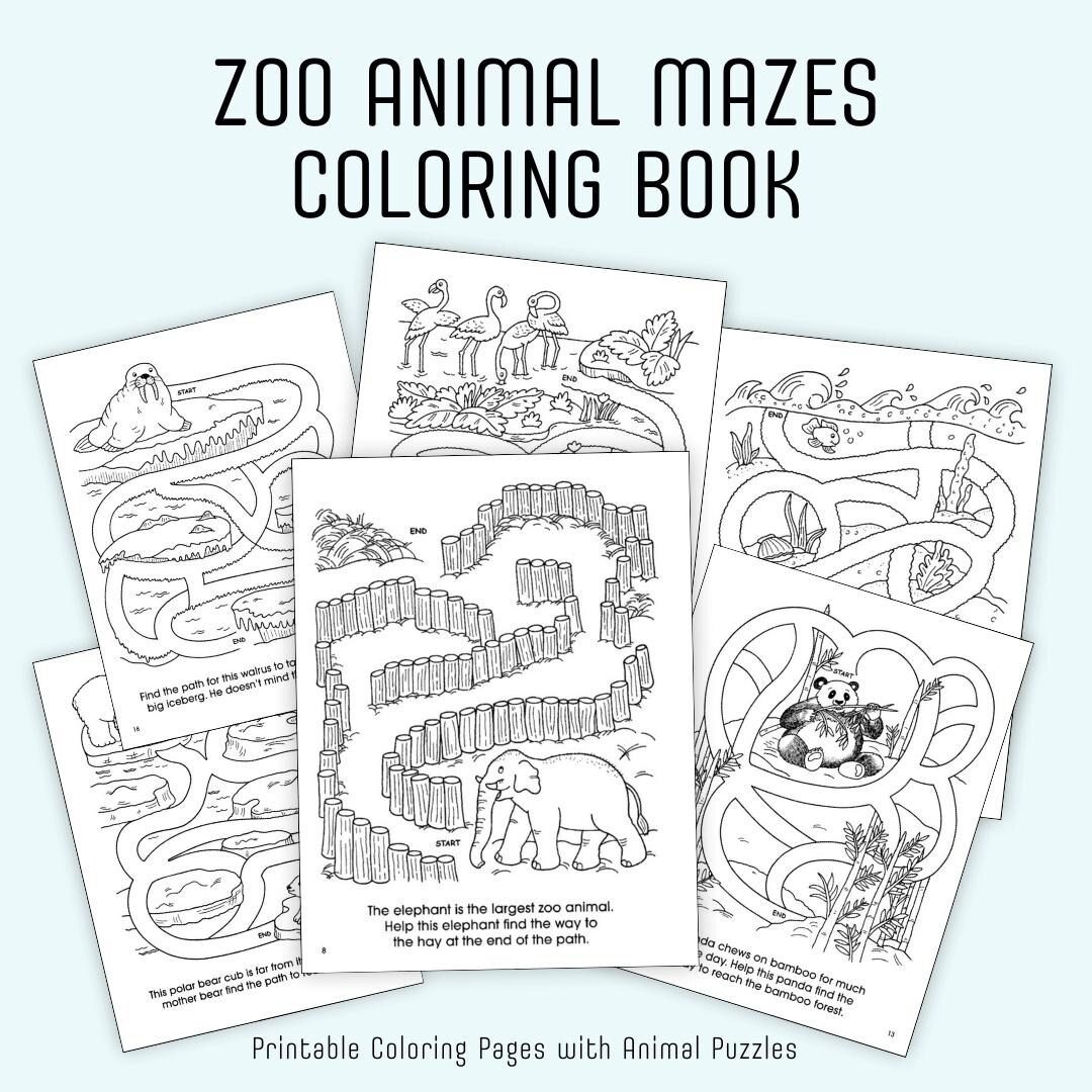 Zoo Animal Mazes Coloring Book | Fun & Educational Activity Book for ...