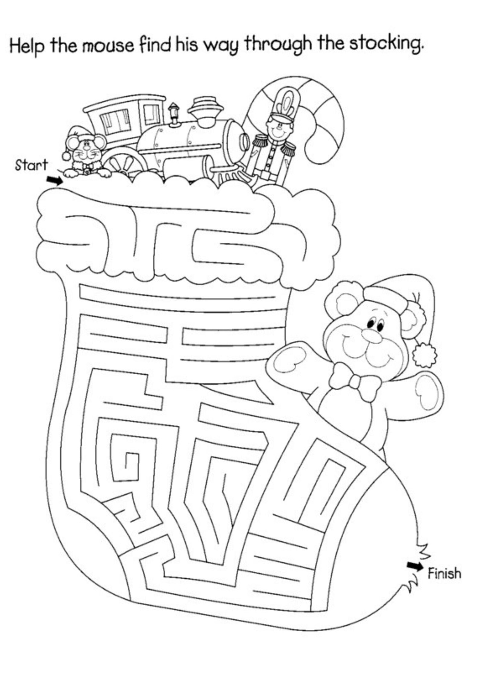 Christmas Activity Book for Kids, Holiday Coloring and Puzzle Book, Fun ...