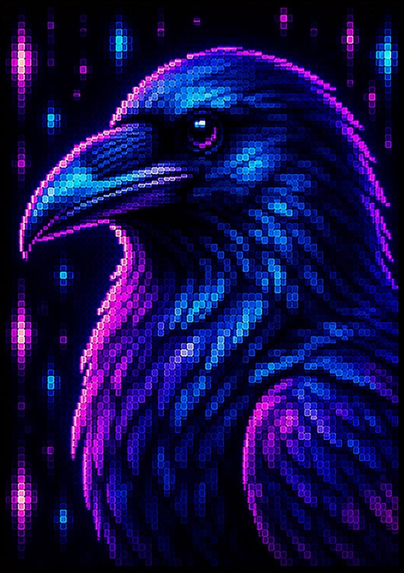 30 Mystery Bird Pixel Portraits | Neon Cyberpunk Art Book (digital ...