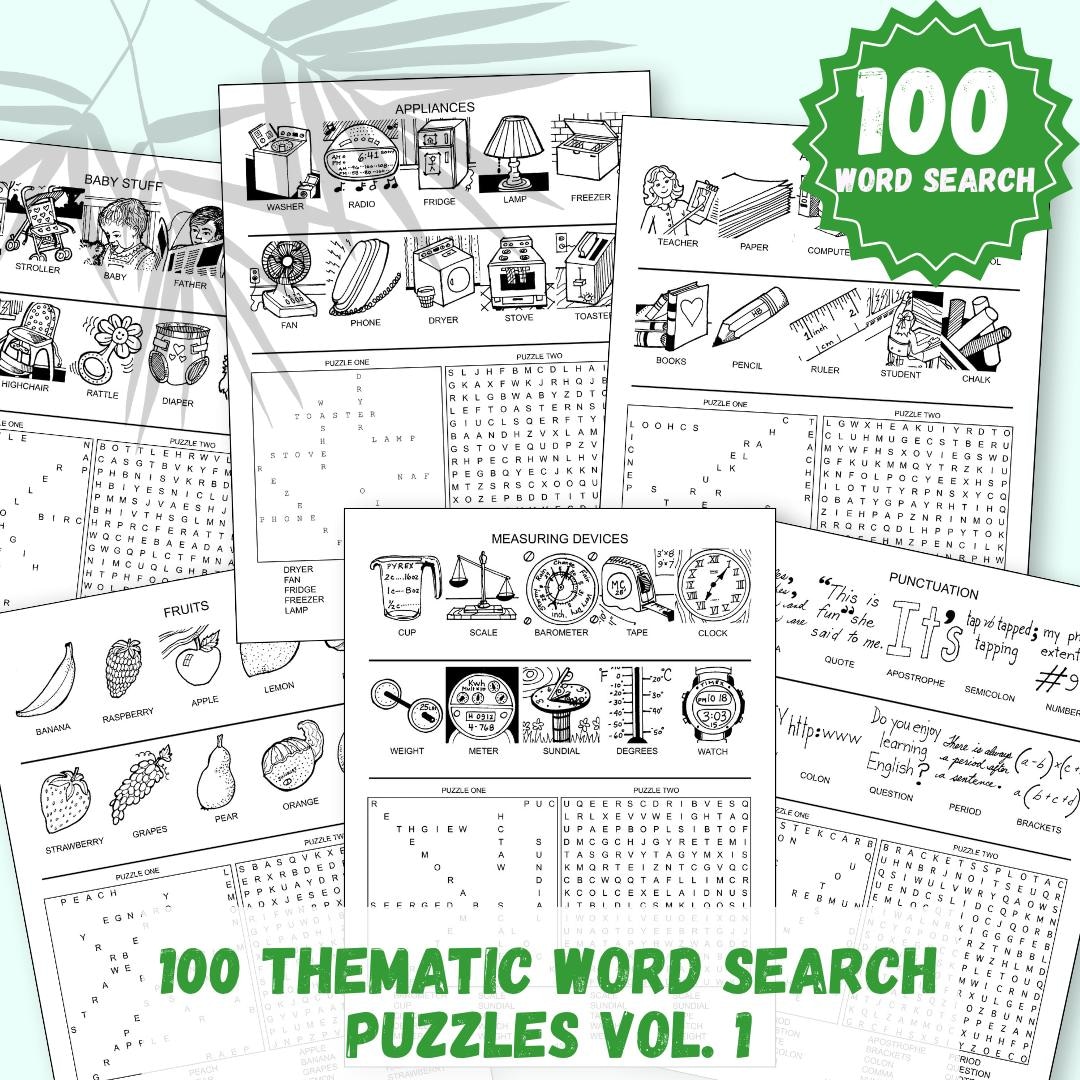Thematic Word Search Puzzle Book: 100 Puzzles Vol 1 (answer Included ...