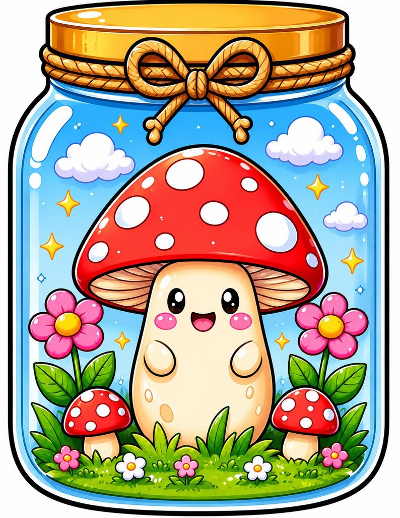 Bold and Easy Mushroom Coloring Book for Adults & Kids | Cute Kawaii ...
