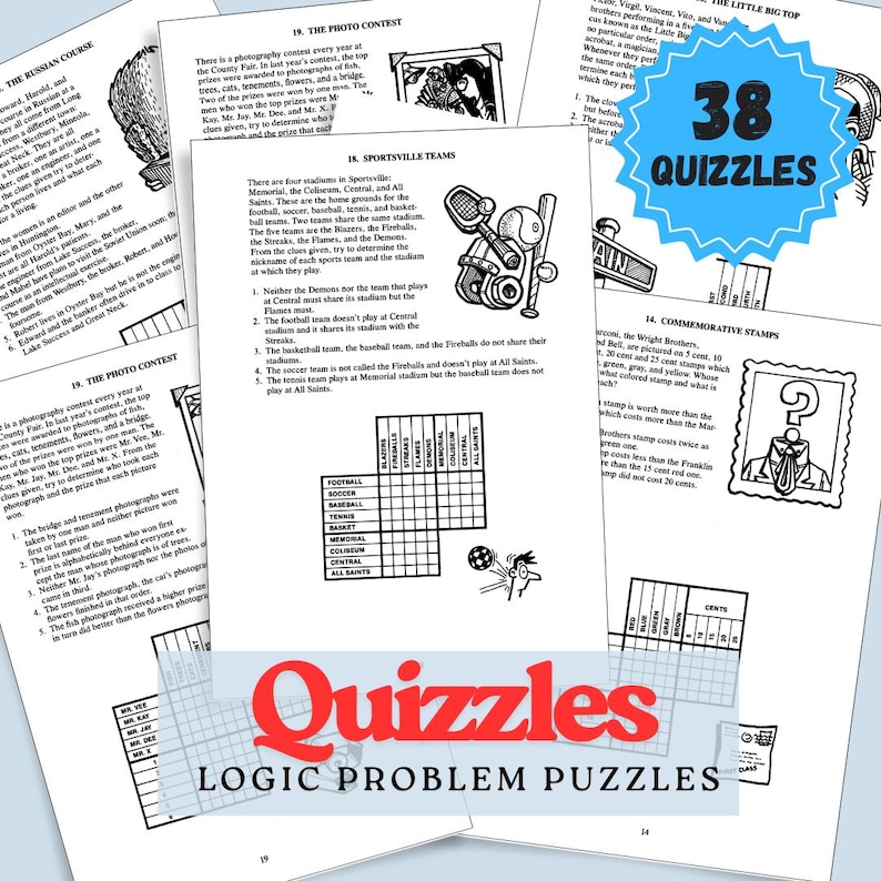 Quizzles Logic Puzzles 38 Printable Brain Teasers Mind Games With