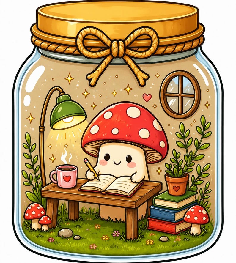 Bold and Easy Mushroom Coloring Book for Adults & Kids | Cute Kawaii ...