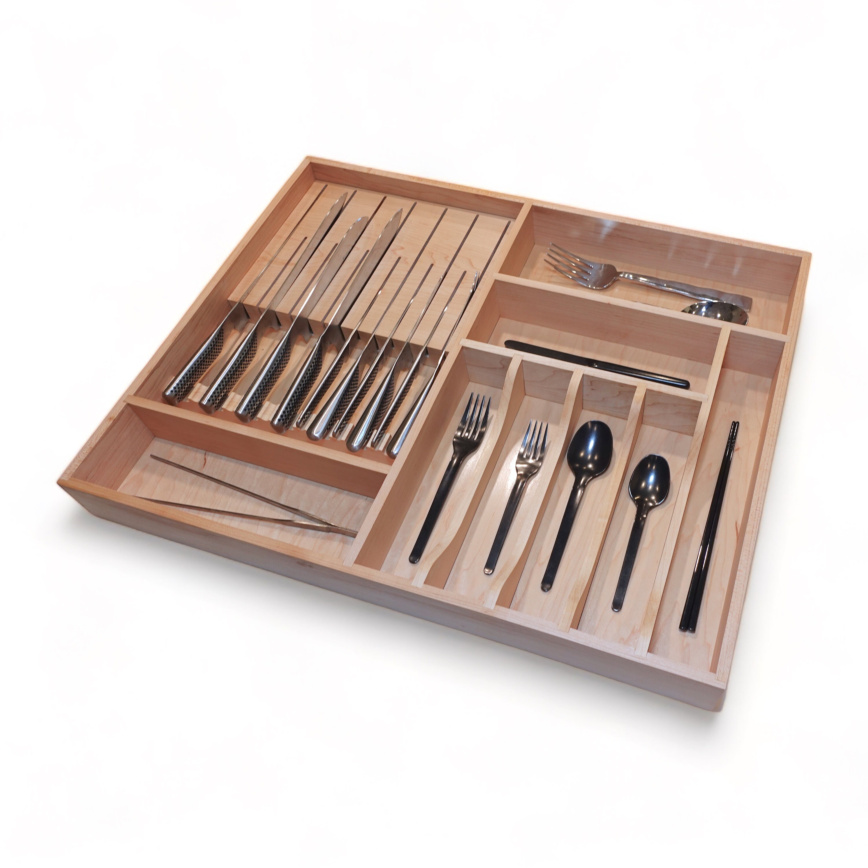 Custom Drawer Organizer Knife Block Storage for Utensils Silverware ...