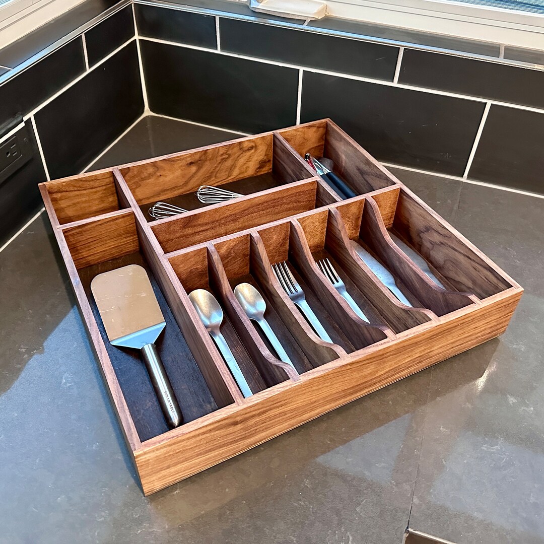 Walnut Kitchen Drawer Organizer - Custom Fit to Your Drawer With ...
