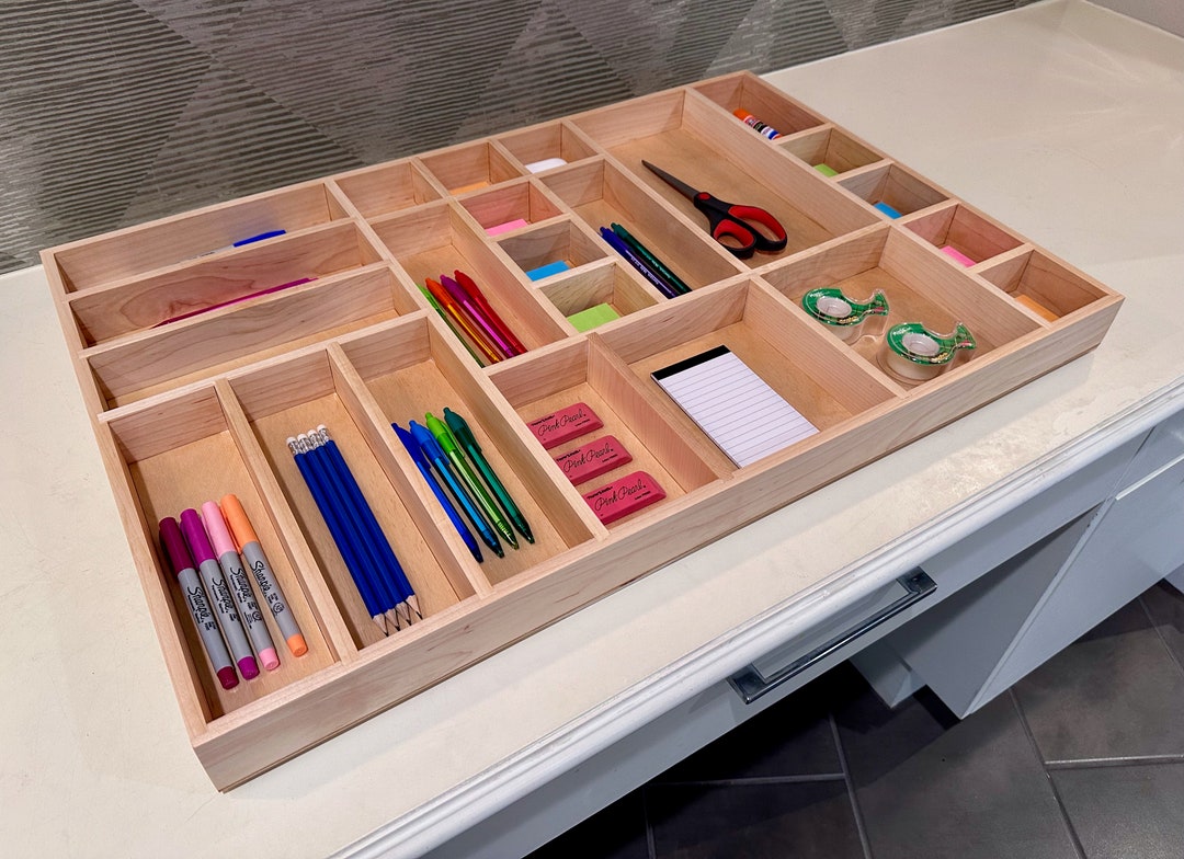 Desk Drawer Organizer Made From Maple or Walnut or White Oak - Custom ...