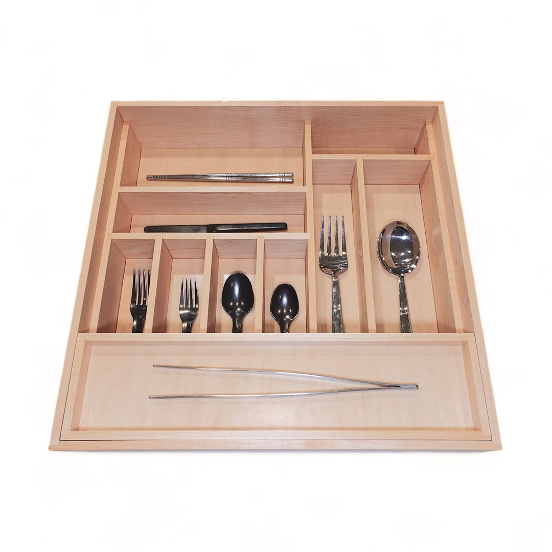 Two Tier Drawer Organizer With Sliding Tray for Utensils Silverware ...