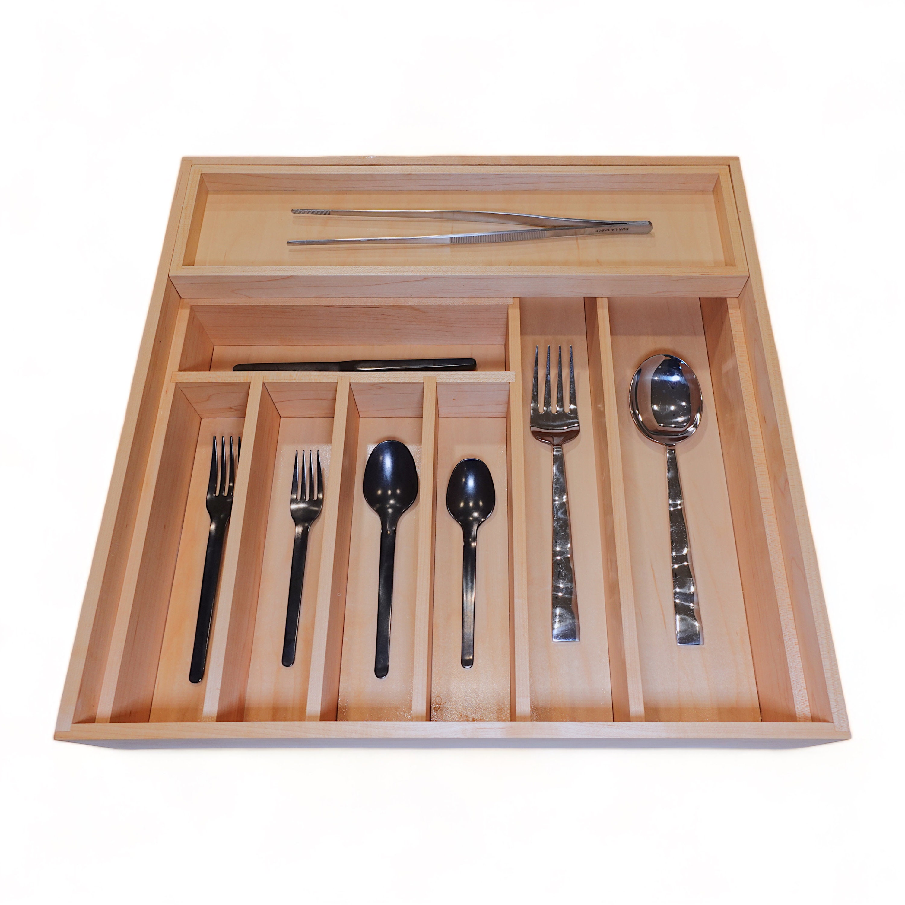Two Tier Drawer Organizer With Sliding Tray for Utensils Silverware ...