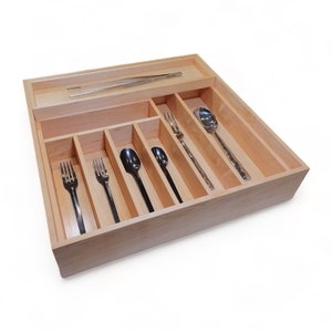 Two Tier Drawer Organizer With Sliding Tray for Utensils Silverware ...