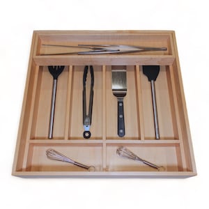 Two Tier Drawer Organizer With Sliding Tray for Utensils Silverware ...