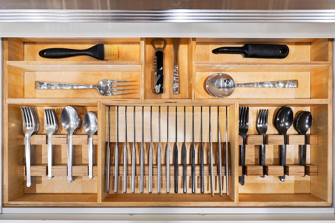 Custom Kitchen Drawer Organizer With Individual Cut Outs for Utensils ...