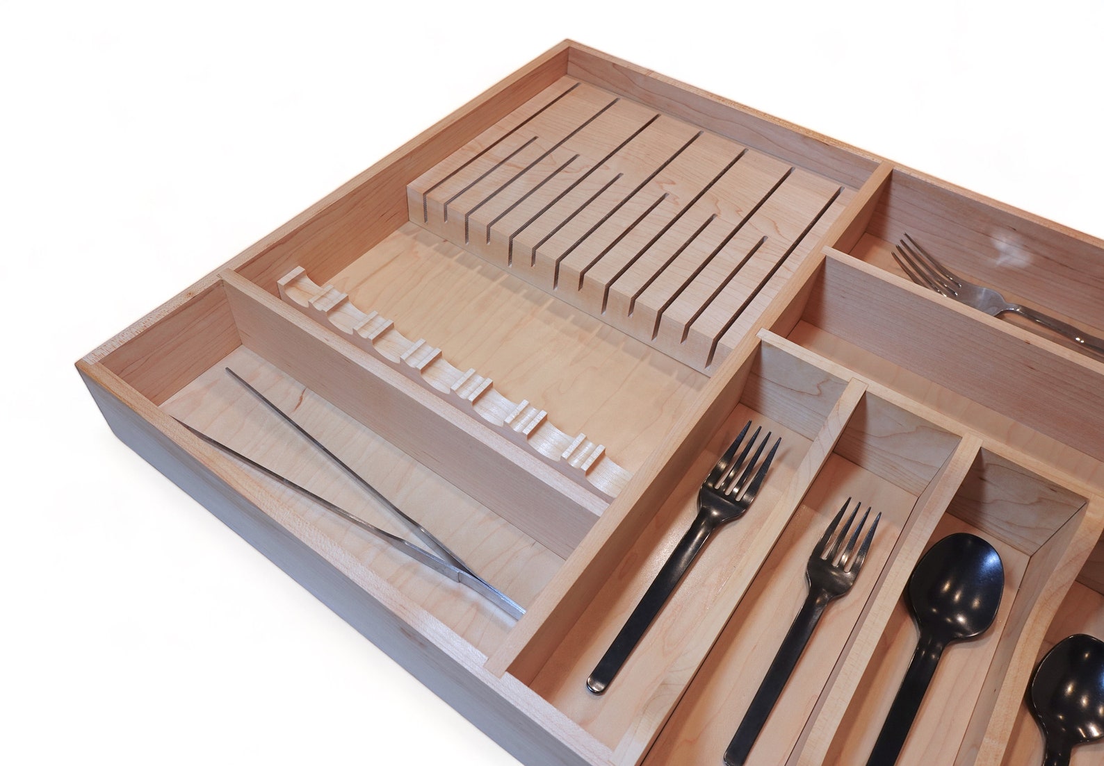 Custom Drawer Organizer Knife Block Storage for Utensils Silverware ...