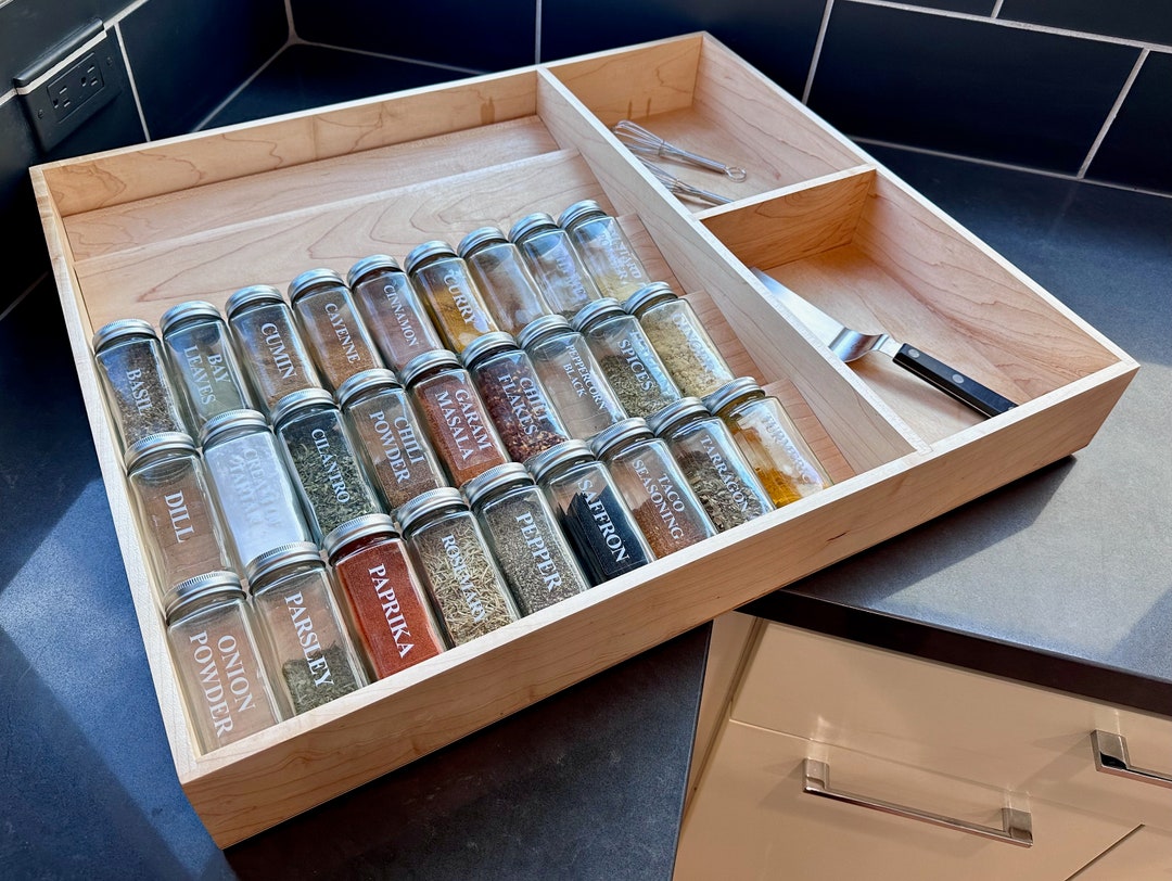 Spice Drawer Combination Drawer - Solid Maple - Customizable Organizer ...