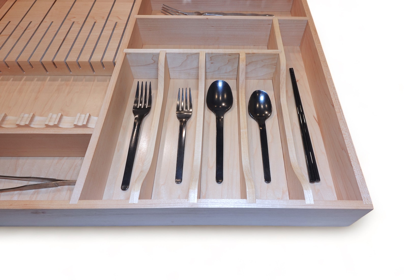 Custom Drawer Organizer Knife Block Storage for Utensils Silverware ...