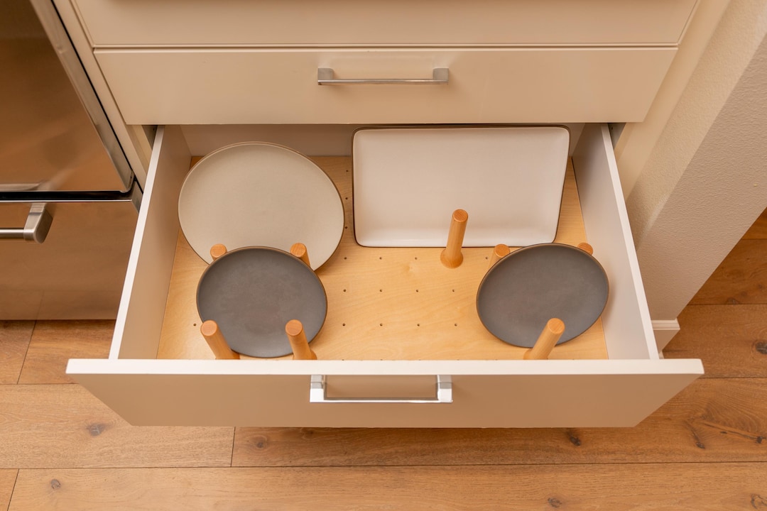 Custom Pegboard Drawer Organizer Adjustable Plate Bowl Pots Pans ...