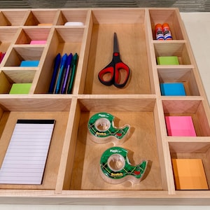 Desk Drawer Organizer Made From Maple or Walnut or White Oak - Custom ...