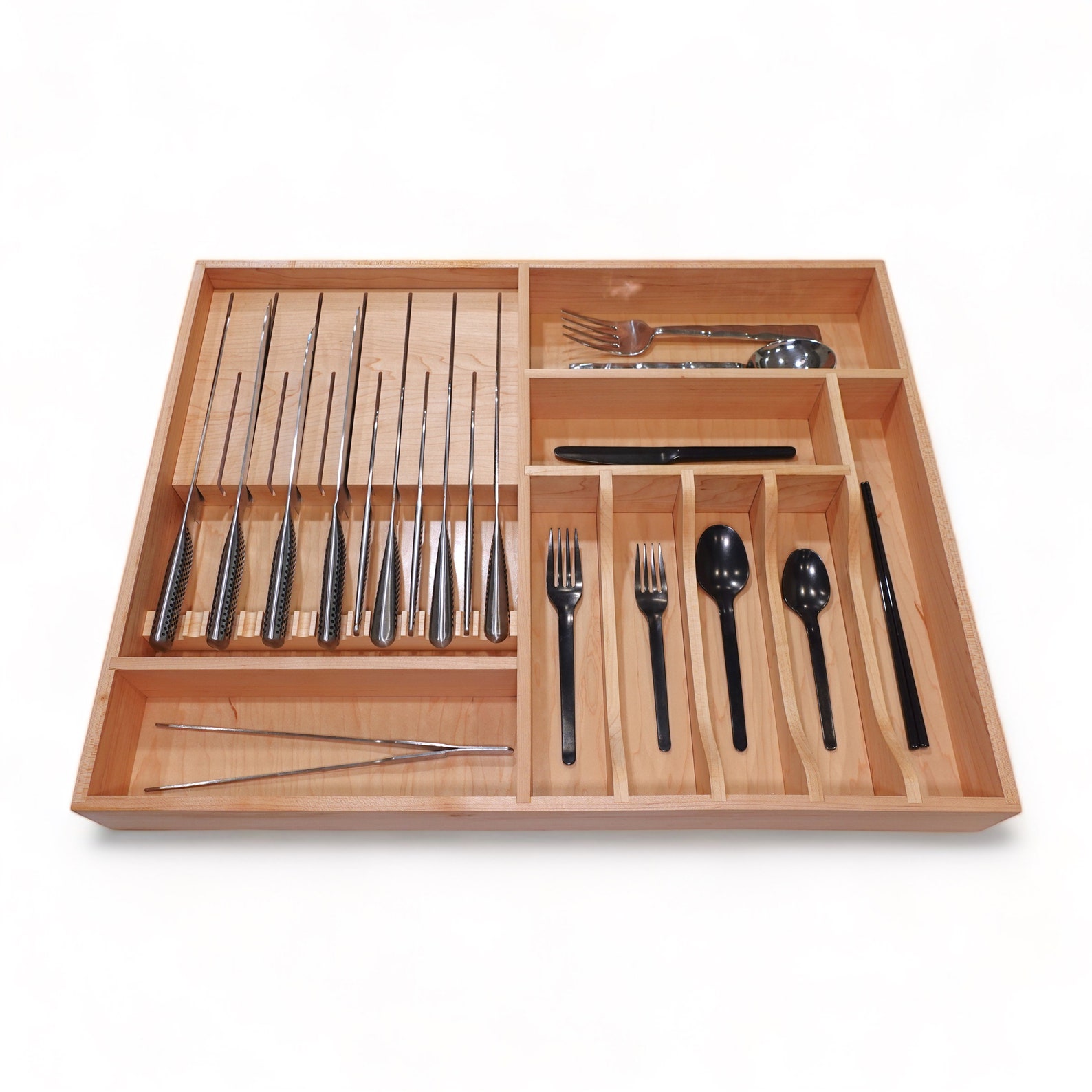 Custom Drawer Organizer Knife Block Storage for Utensils Silverware ...