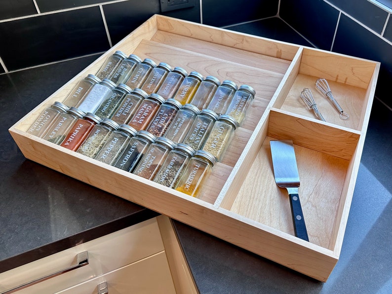 Spice Drawer Combination Drawer - Solid Maple - Customizable Organizer ...
