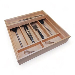Two Tier Drawer Organizer With Sliding Tray for Utensils Silverware ...