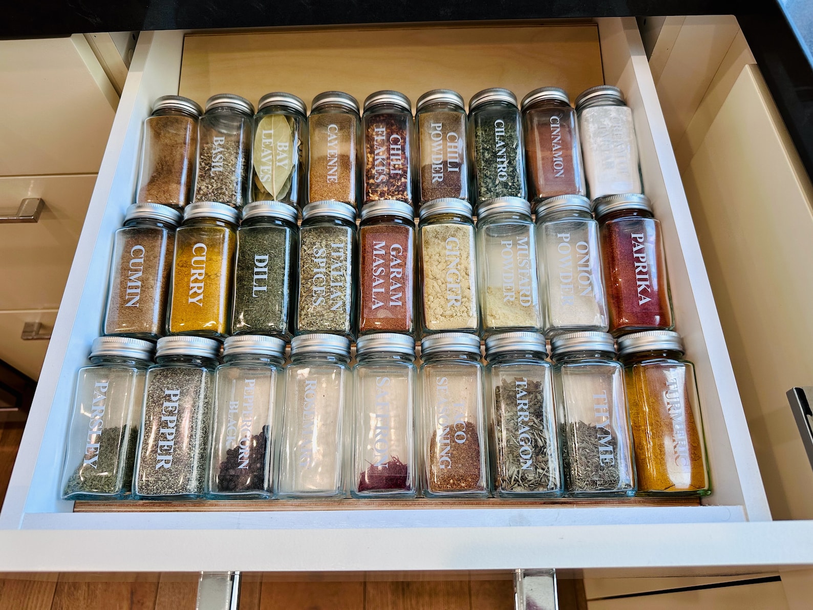 Custom Spice Drawer Insert Made From Solid Maple, Walnut, or White Oak ...