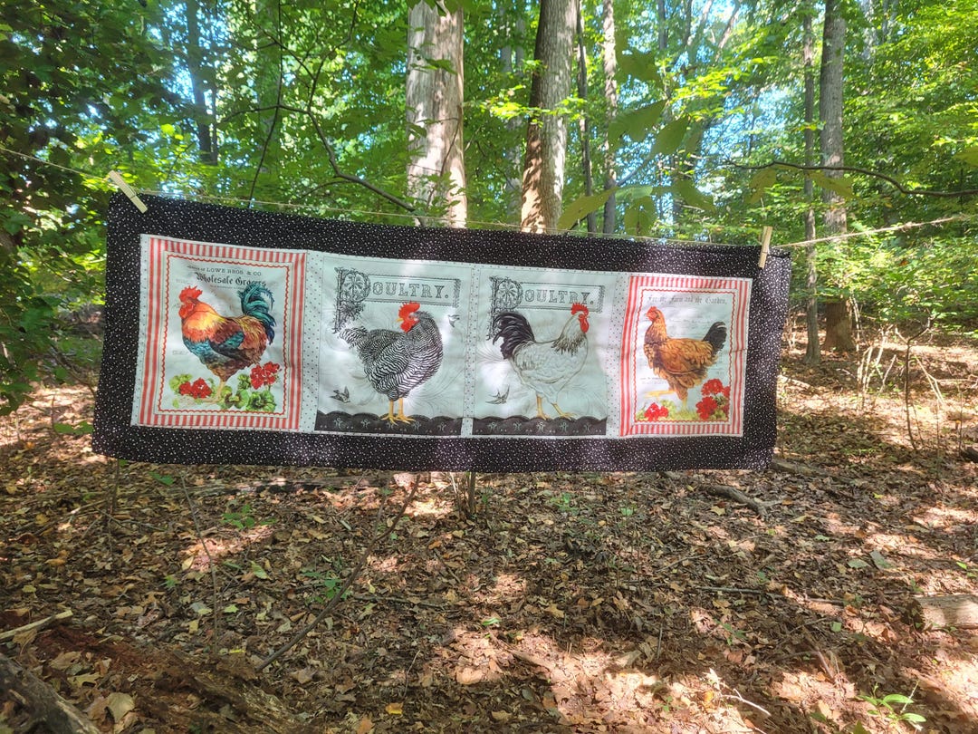 Farmhouse Table Runner, Chicken Theme Quilted Table Topper, All Seasons ...