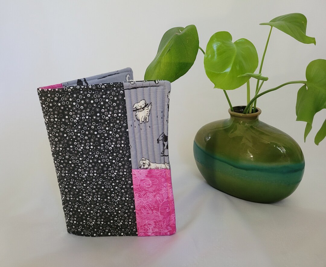 Quilted Notebook Cover Polka Dots and Dogs, Cloth Notebook Cover ...