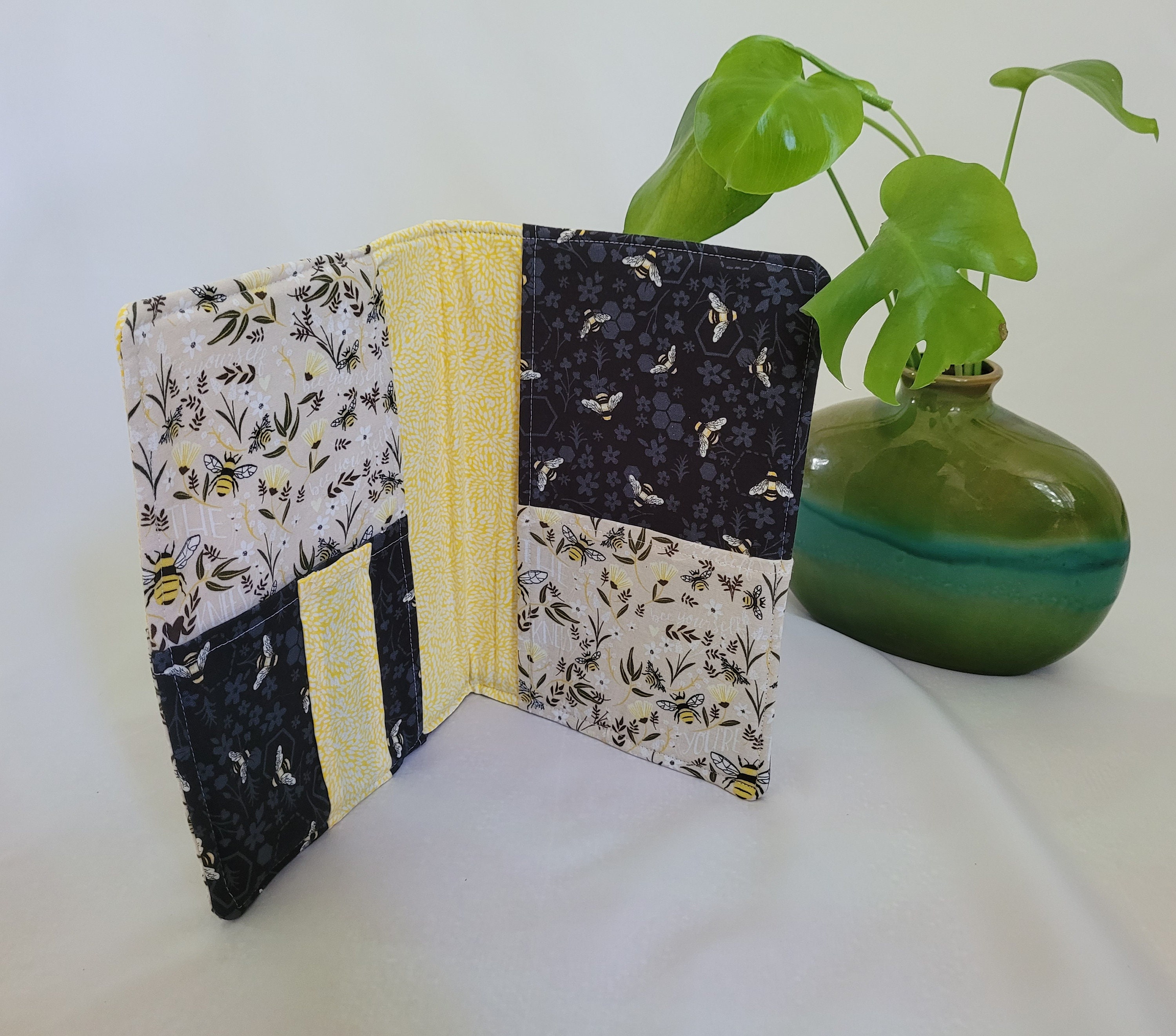 Quilted Notebook Cover Bee Theme, Cloth Notebook Cover Handmade ...