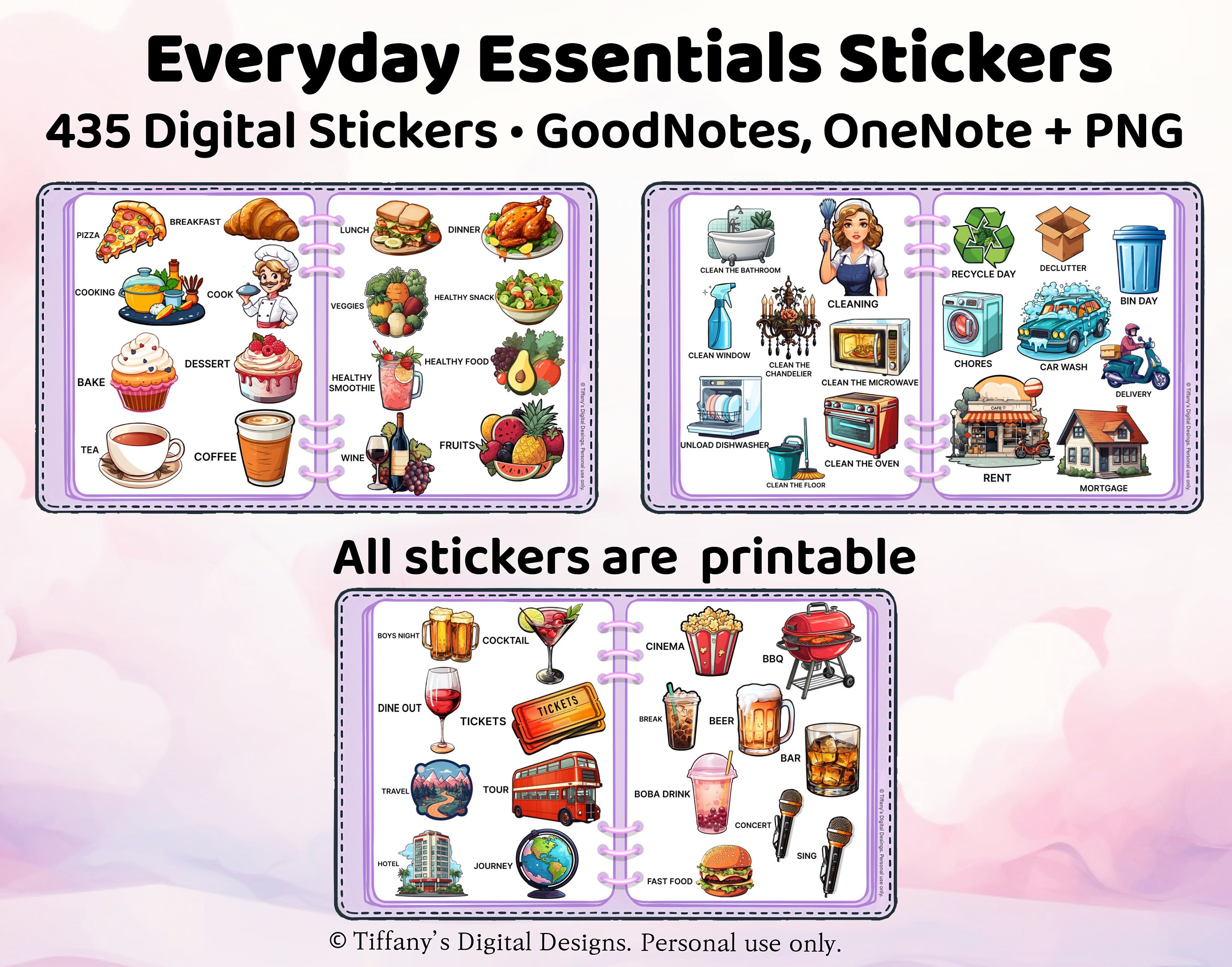 Everyday Essentials Digital Printable Stickers, Notability Goodnotes ...
