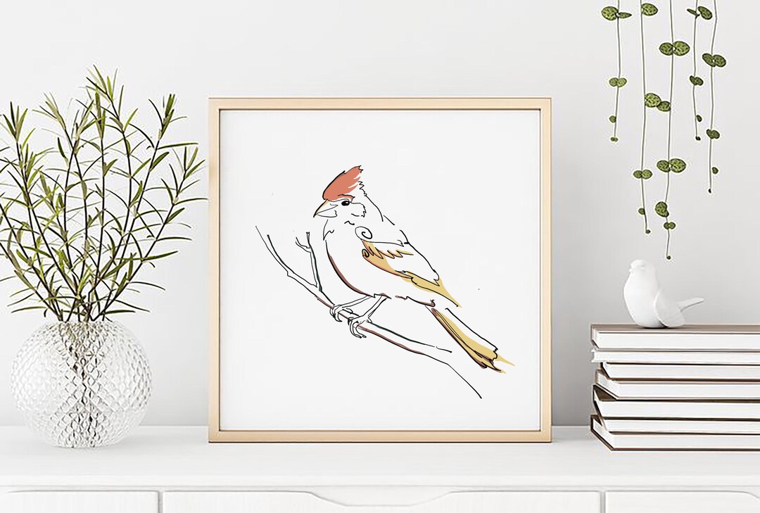 Simple Bird Line Drawing Wall Art - Etsy