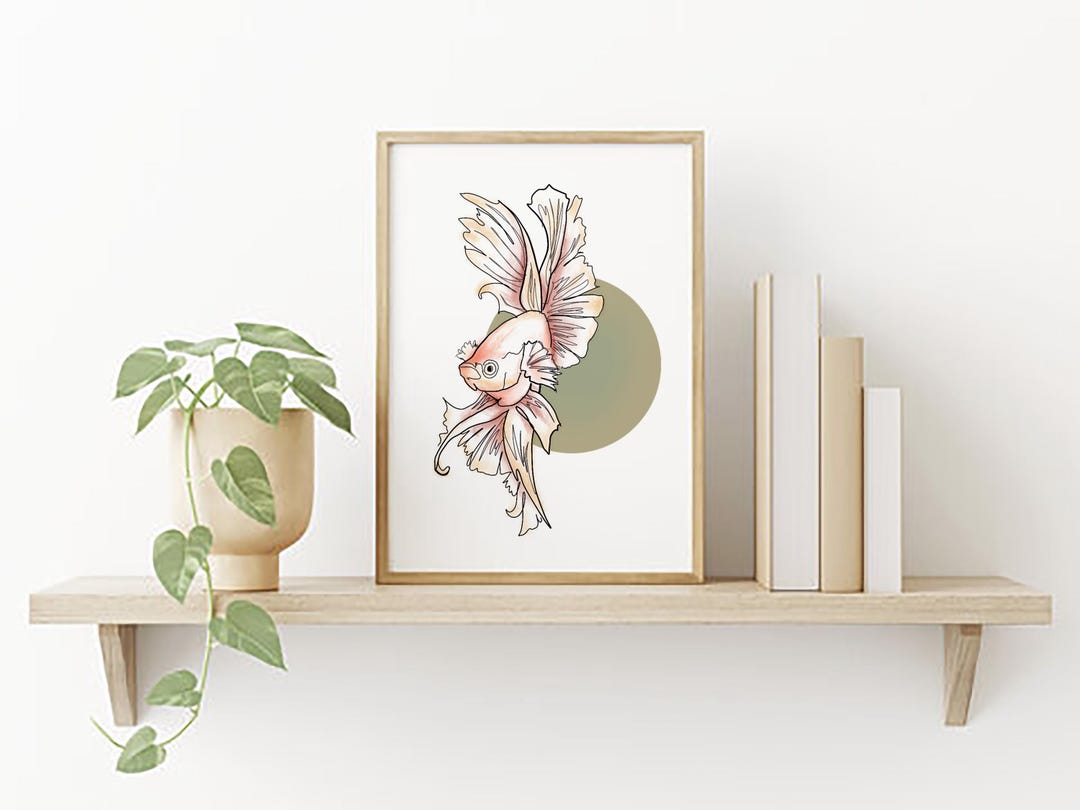 Beautiful Fish Line Drawing Wall Art - Etsy