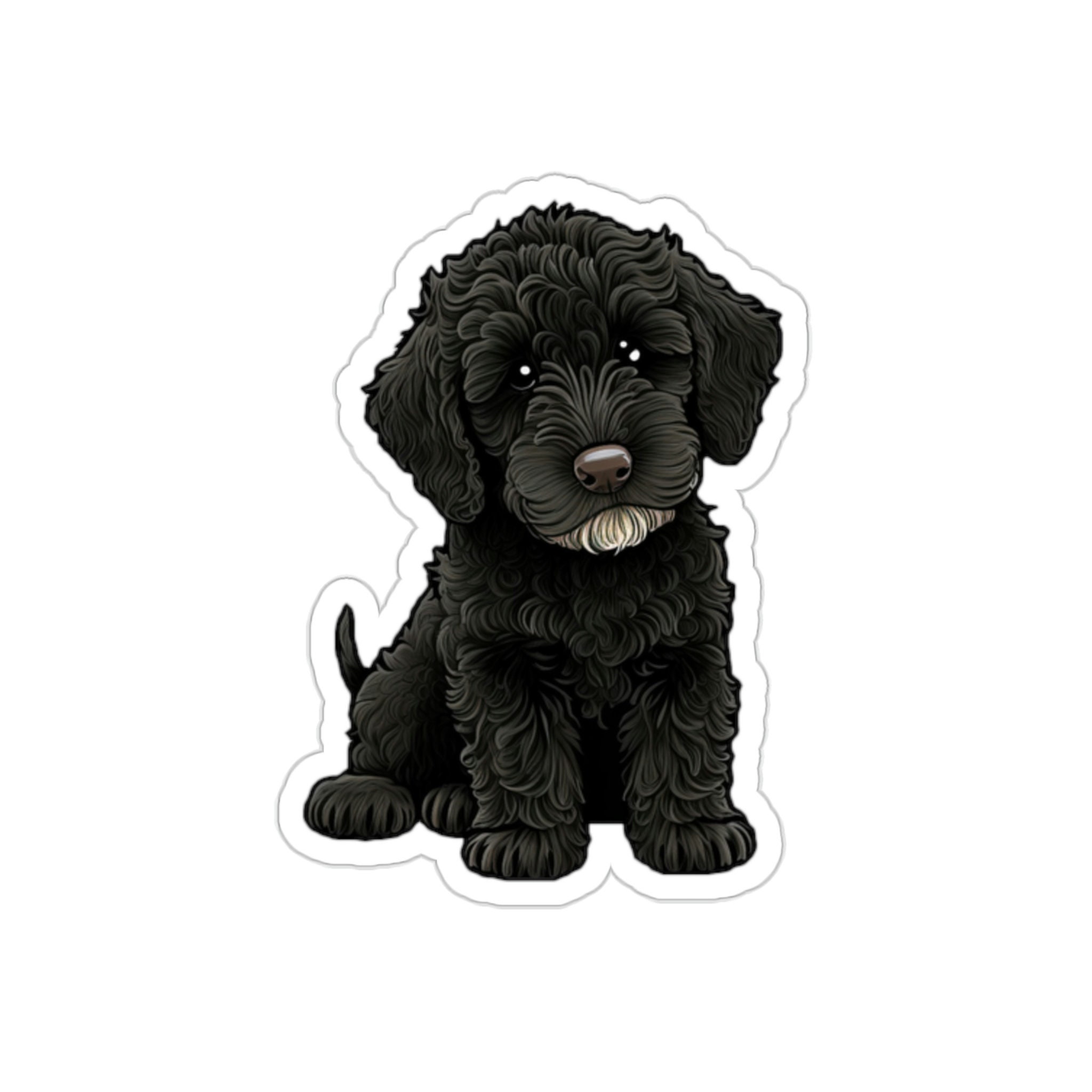 Black Goldendoodle Sticker - Adorable Puppy Character - Perfect for Dog ...