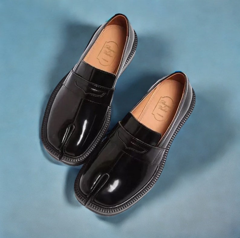 Black Tabi Split-toe Loafers Womens Mens Flats Mary Janes Chunky ...