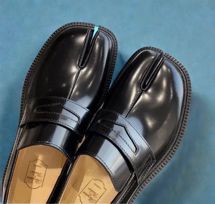Black Tabi Split-toe Loafers Womens Mens Flats Mary Janes Chunky ...