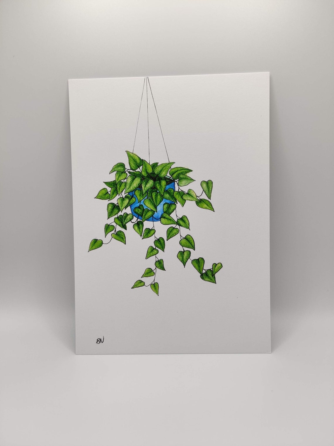 Hanging Pothos Art Print, Watercolor Pothos Painting, Minimalist Plant ...