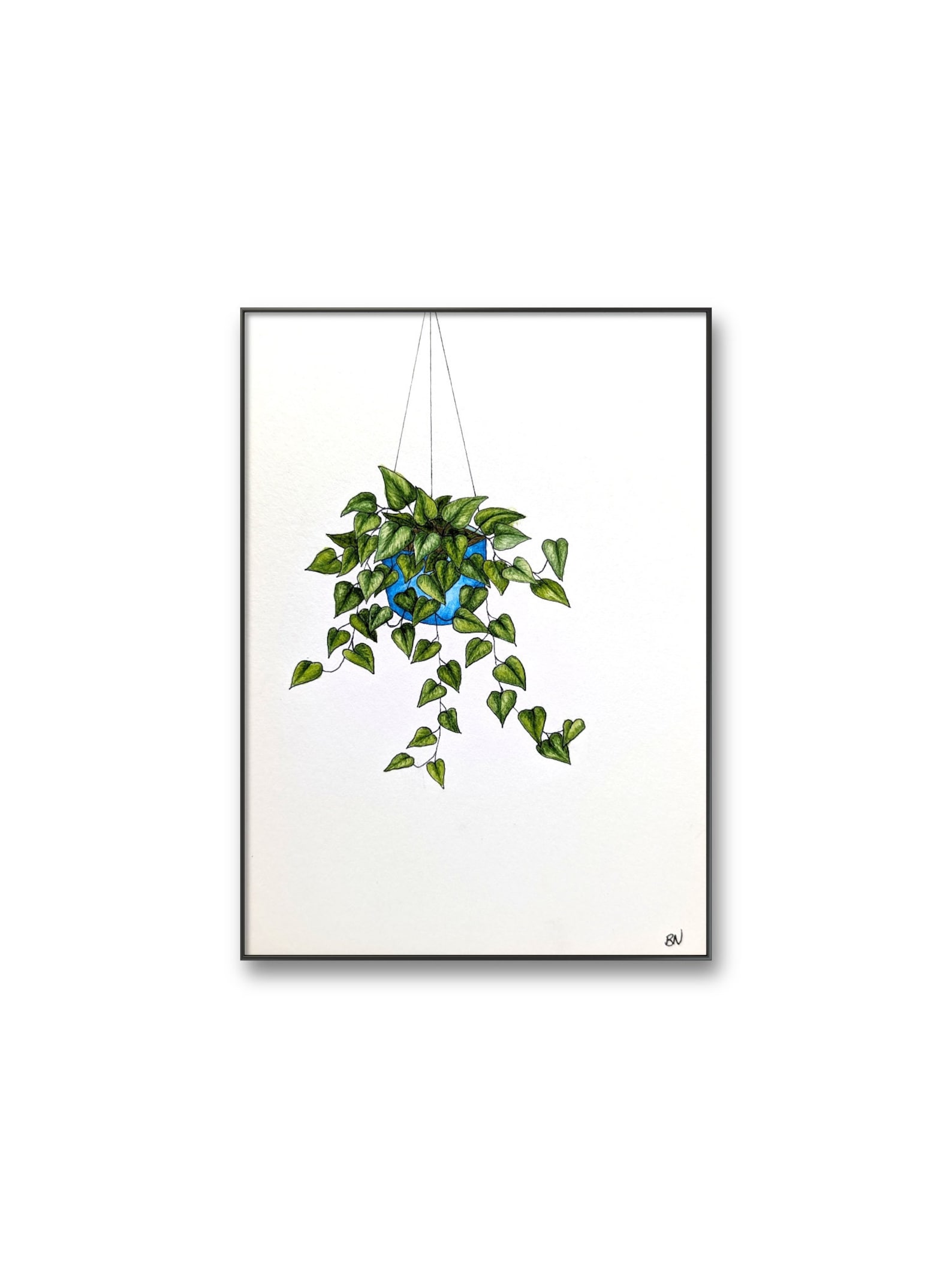 Hanging Pothos Art Print, Watercolor Pothos Painting, Minimalist Plant ...
