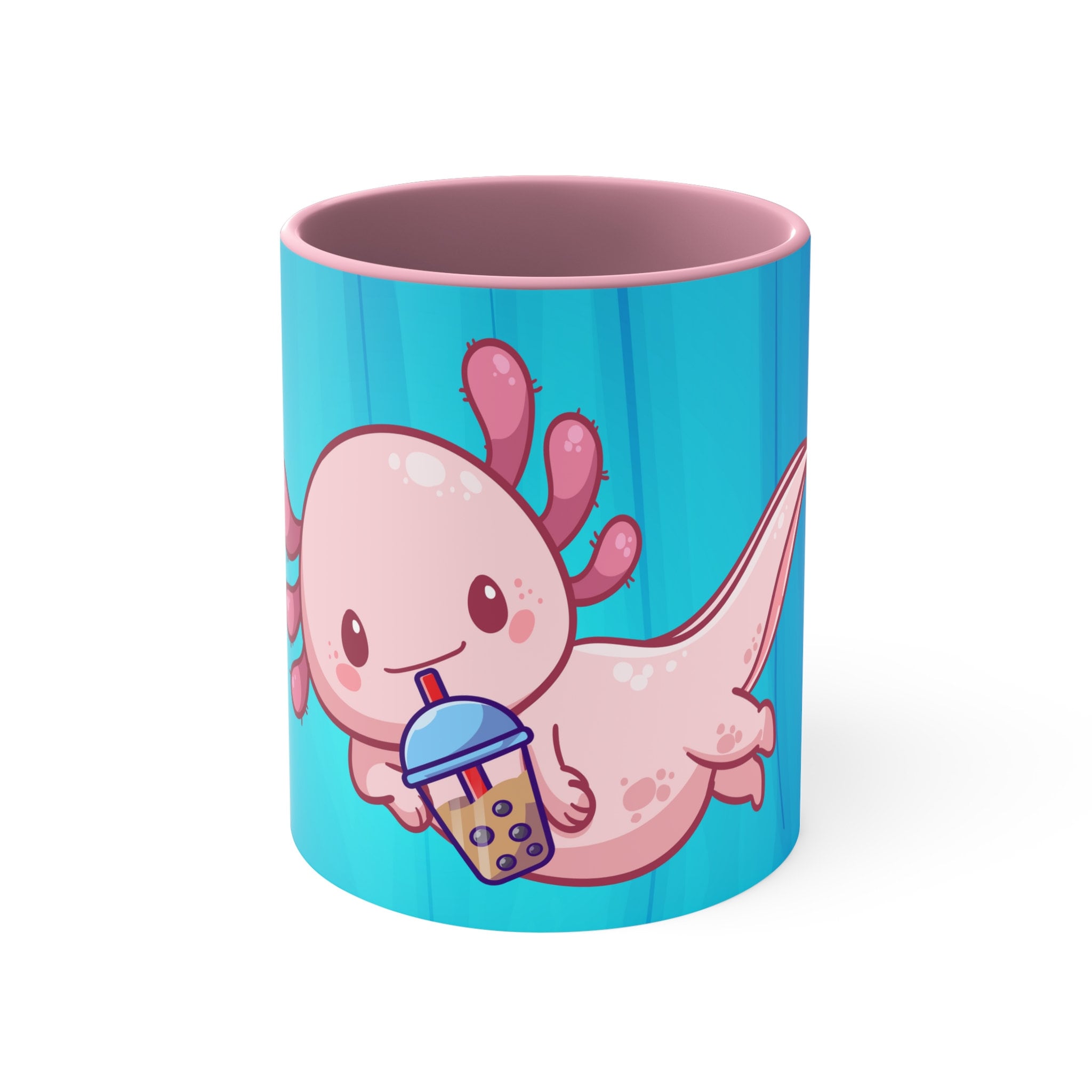 Adorable Axolotl Drinking Boba Tea Accent Coffee Mug, 11oz Cute Axolotl ...