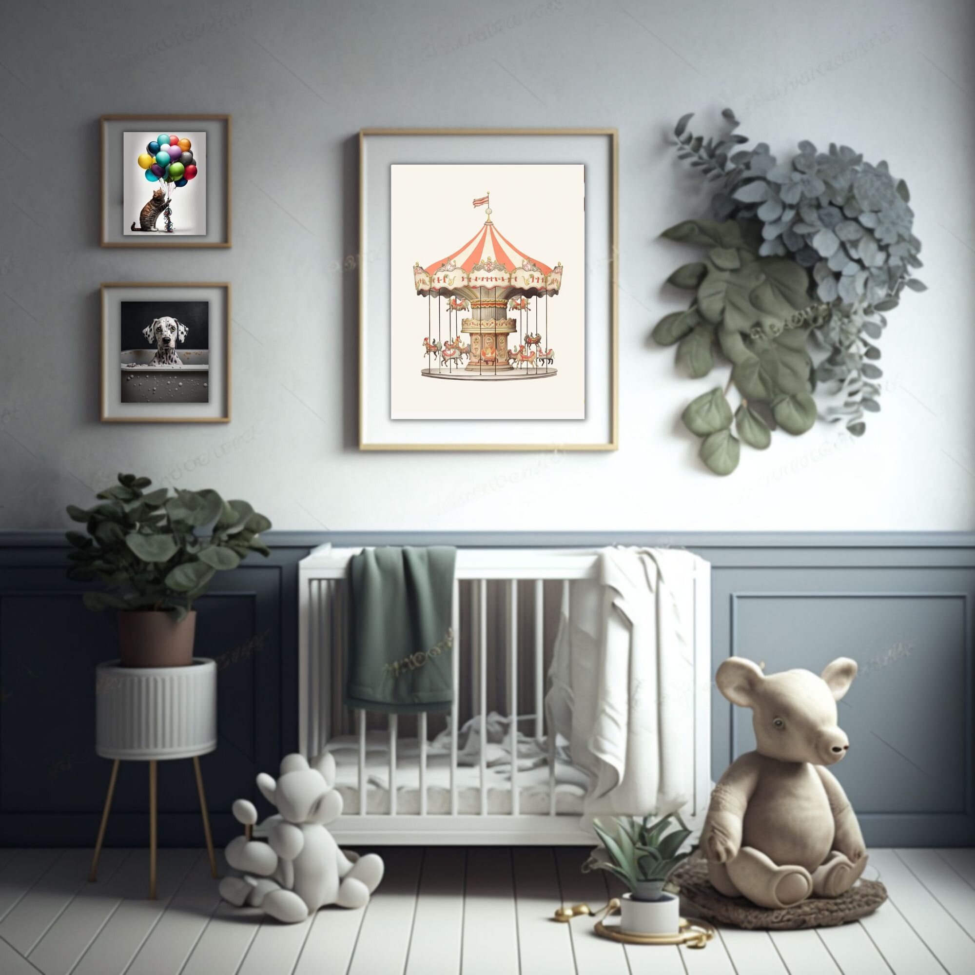 Charming Printable Vintage Carousel Print for Nursery Room Delightful ...